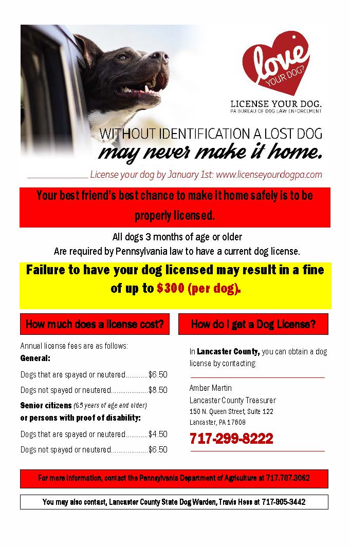 License Your Dog 2018 – Penn Township, Lancaster County, PA