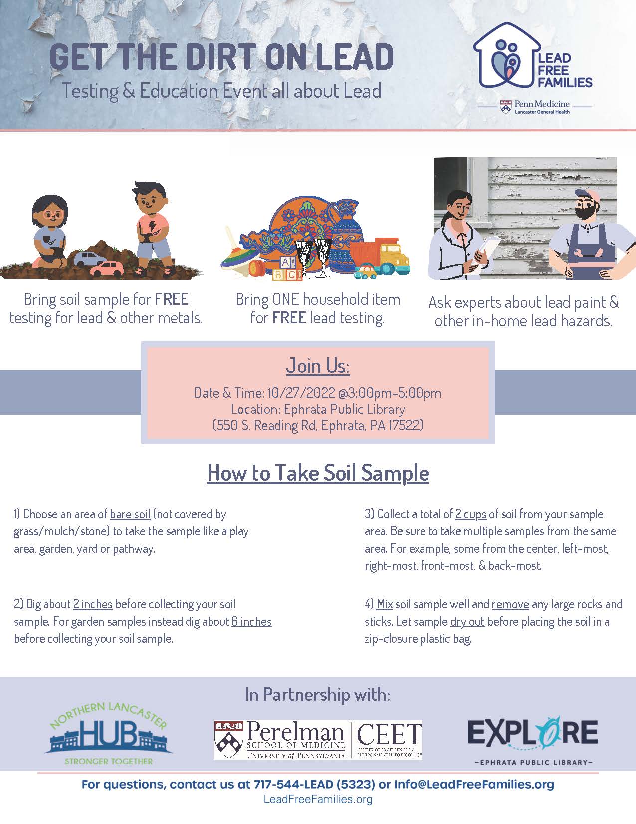 Get the Dirt on Lead Event Flyer – Penn Township, Lancaster County, PA