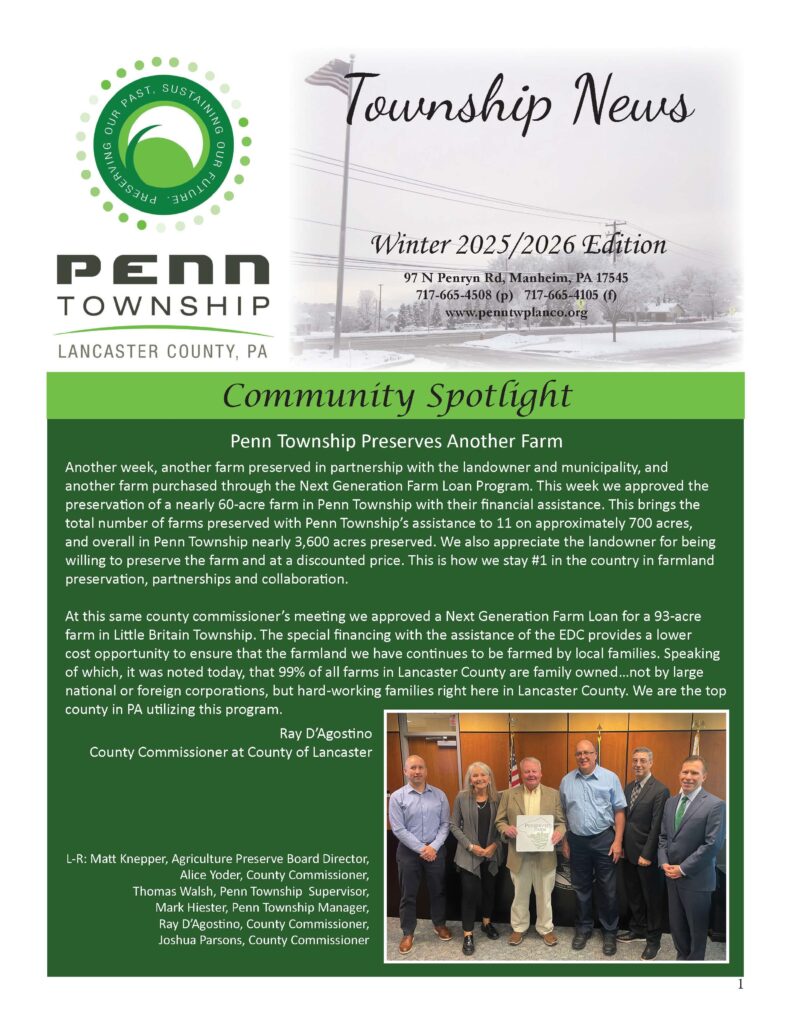 Township Newsletters – Penn Township, Lancaster County, PA