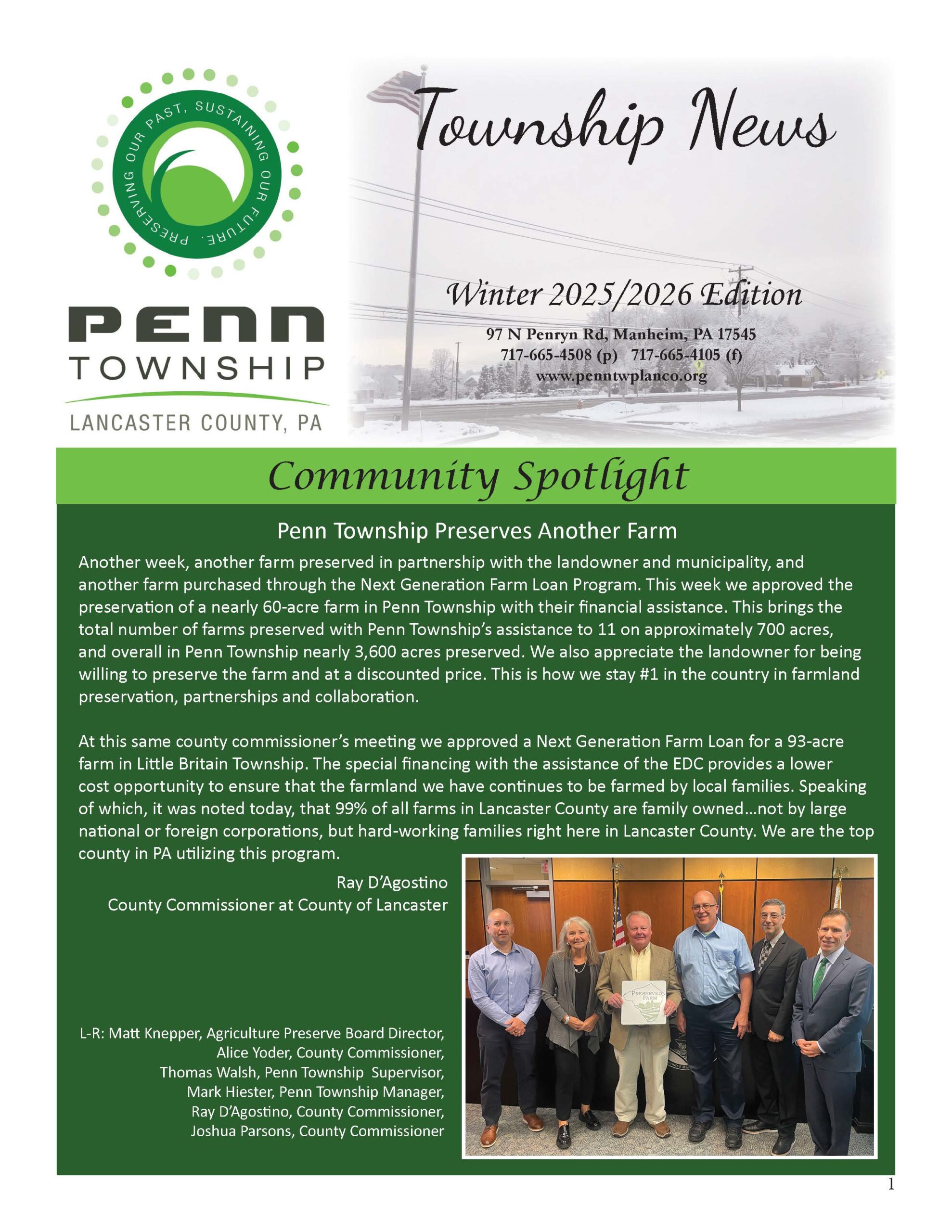 Winter 2025/2026 – Penn Township, Lancaster County, PA